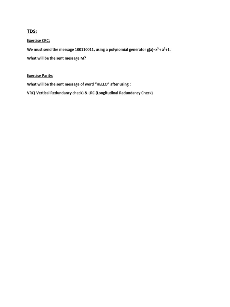 Exercice Crc Parity Pdf