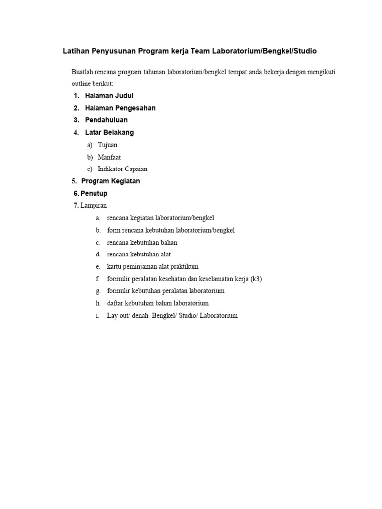 Latihan Penyusunan Program Tahunan Laboratorium | PDF