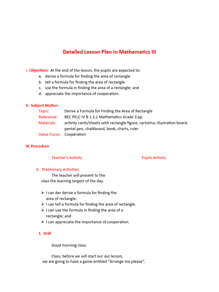 Math LP Aikeen | PDF | Area | Cognition