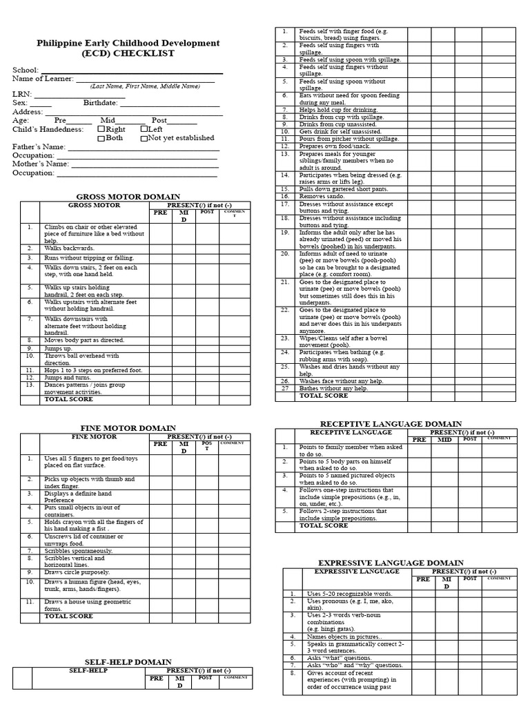 Ecd Checklist 2023 | Download Free PDF | Linguistics