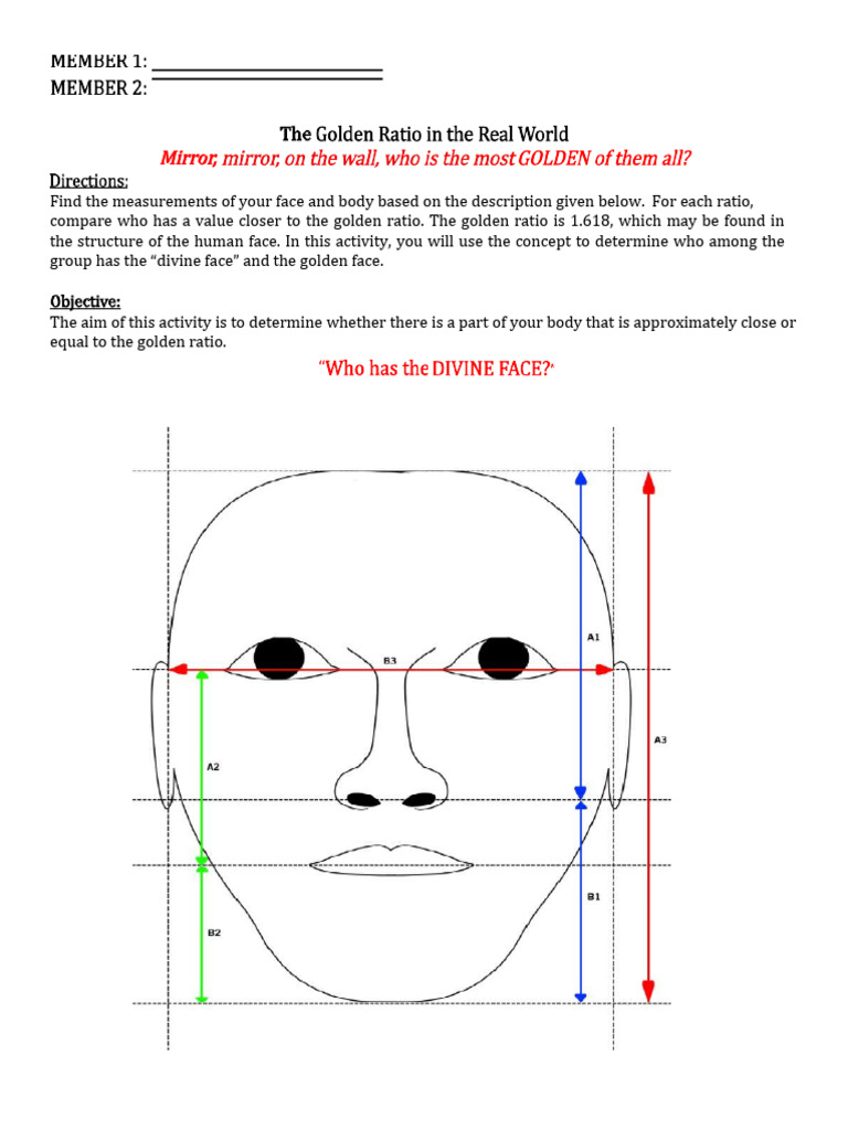 Golden Ratio Face & Body Activity | PDF | Ratio | Face