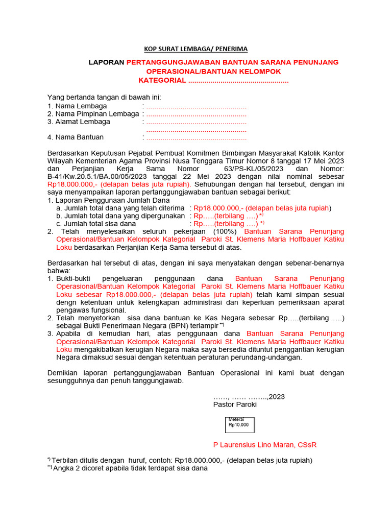 Format LPJ, BAST, BersMonitoring | PDF