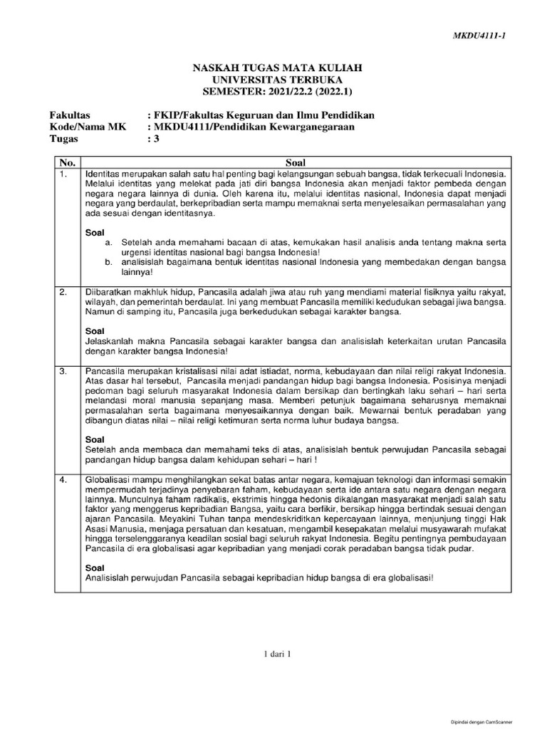 Soal Mkdu4111 Tmk3 1 | PDF