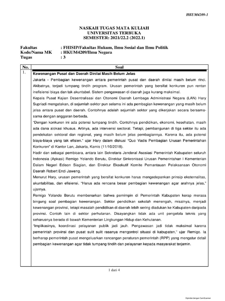 Soal Hkum4209 Tmk3 1 | PDF
