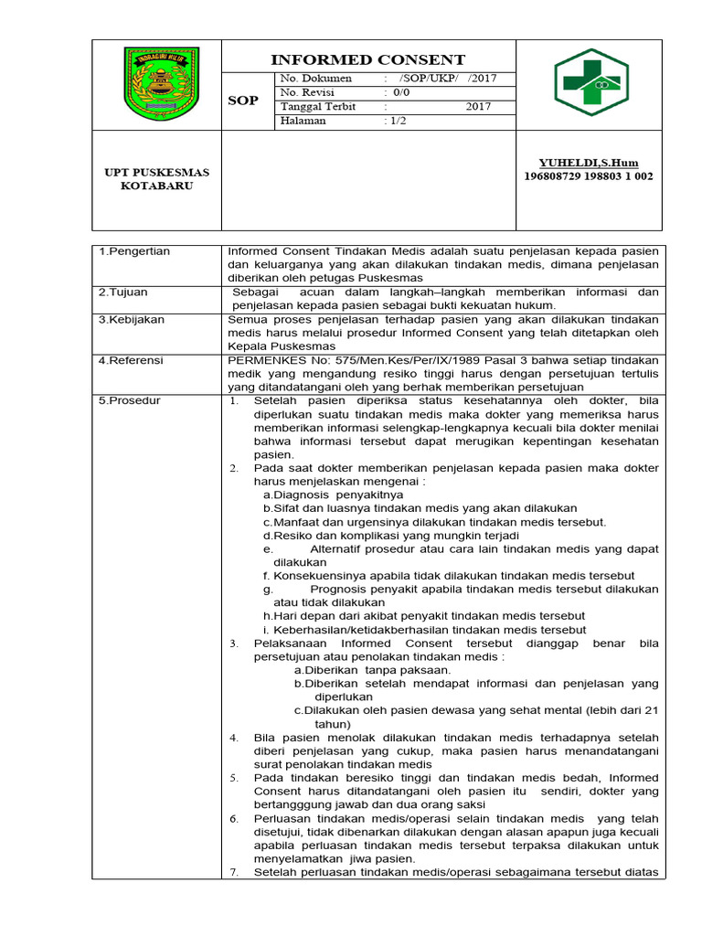 Sop Informed Consent | PDF | Hukum | Sains & Matematika