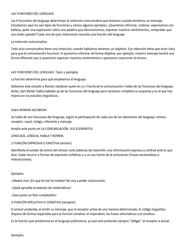 Las Funciones Del Lenguaje | PDF | Comunicación humana | Comunicación
