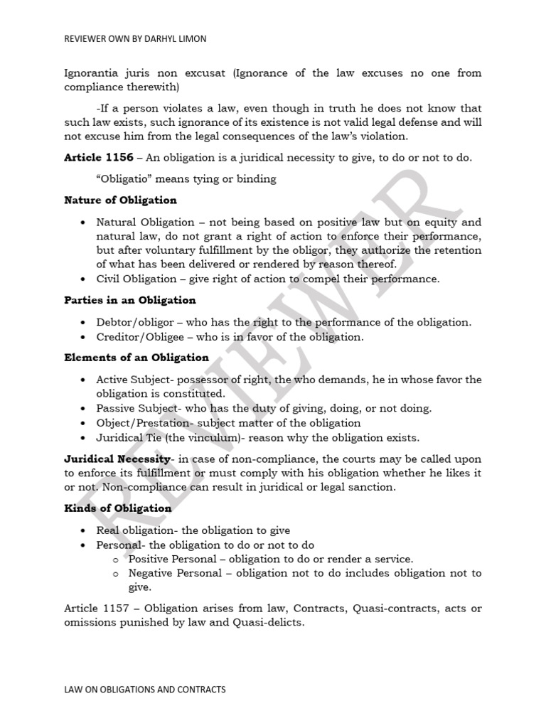 Oblicon Reviewer | Download Free PDF | Negligence | Legal Liability