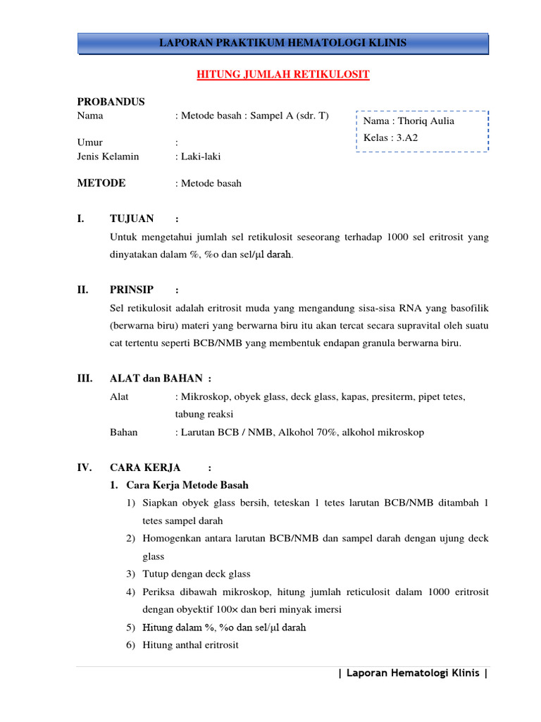 Laporan Praktikum Hematologi | PDF