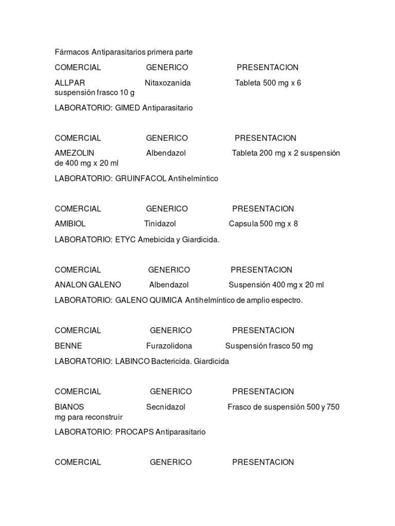 Farmacos Antiparasitarios Primera Parte | PDF | Ciencias farmacéuticas | Drogas