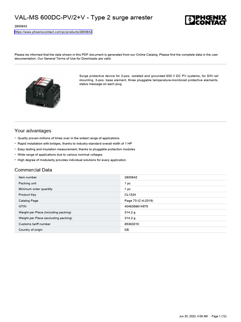 Phoenix Contact 2800642 en | Download Free PDF | Ac Power Plugs And ...
