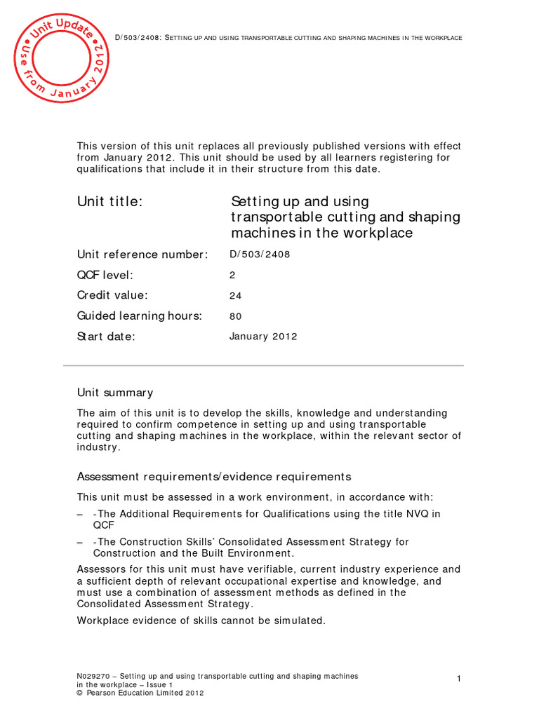 D5032408 Setting Up and Using Transportable Cutting and Shaping ...