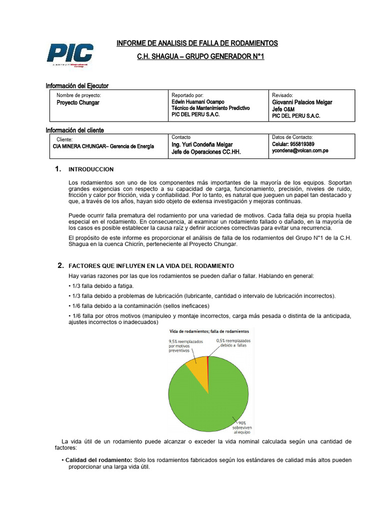 Analisis de Falla de Rodamiento - C.H. Shagua - 01 | PDF | Rodamiento ...