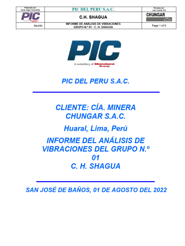 Informe de Análisis de Vibraciones - 01 - 08 - 2022 - CH - SHAGUA - G1 ...