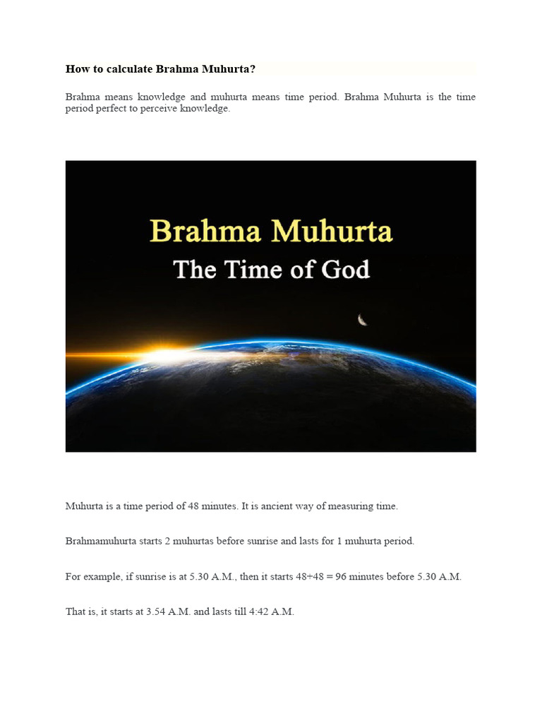 How To Calculate Brahma Muhurta | PDF | Hippocampus | Cerebral Cortex