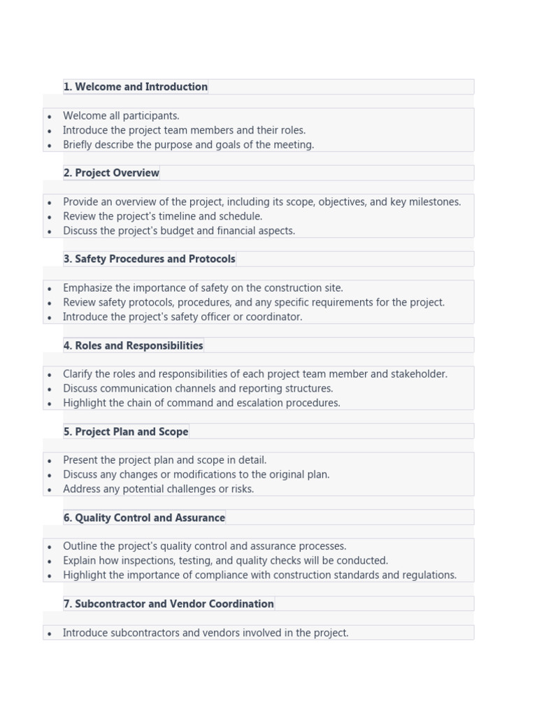 Kick Off Meeting | PDF | Safety | Records Management