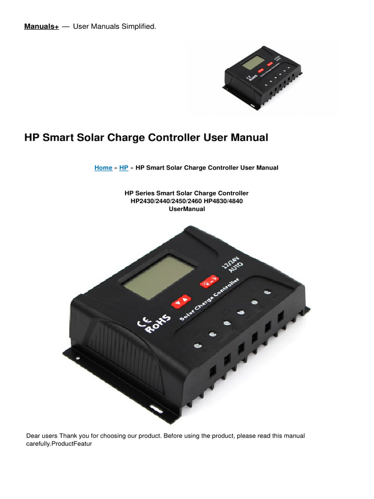 Smart Solar Charge Controller Manual | PDF | Battery Charger | Electronics