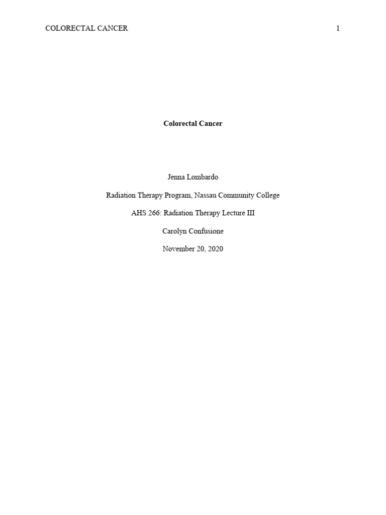 Colorectal Cancer Research Paper Jenna Lombardo | PDF | Colorectal ...