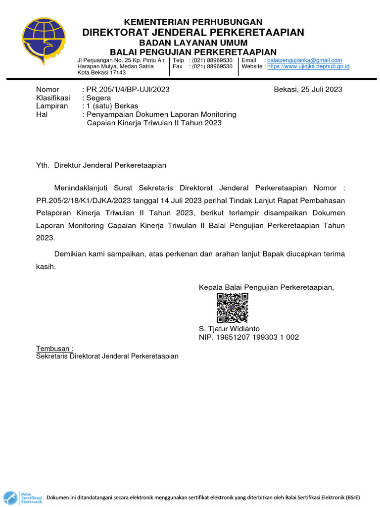 Laporan Monitoring Capaian Kinerja Triwulan II Tahun 2023 - Full TTD | PDF