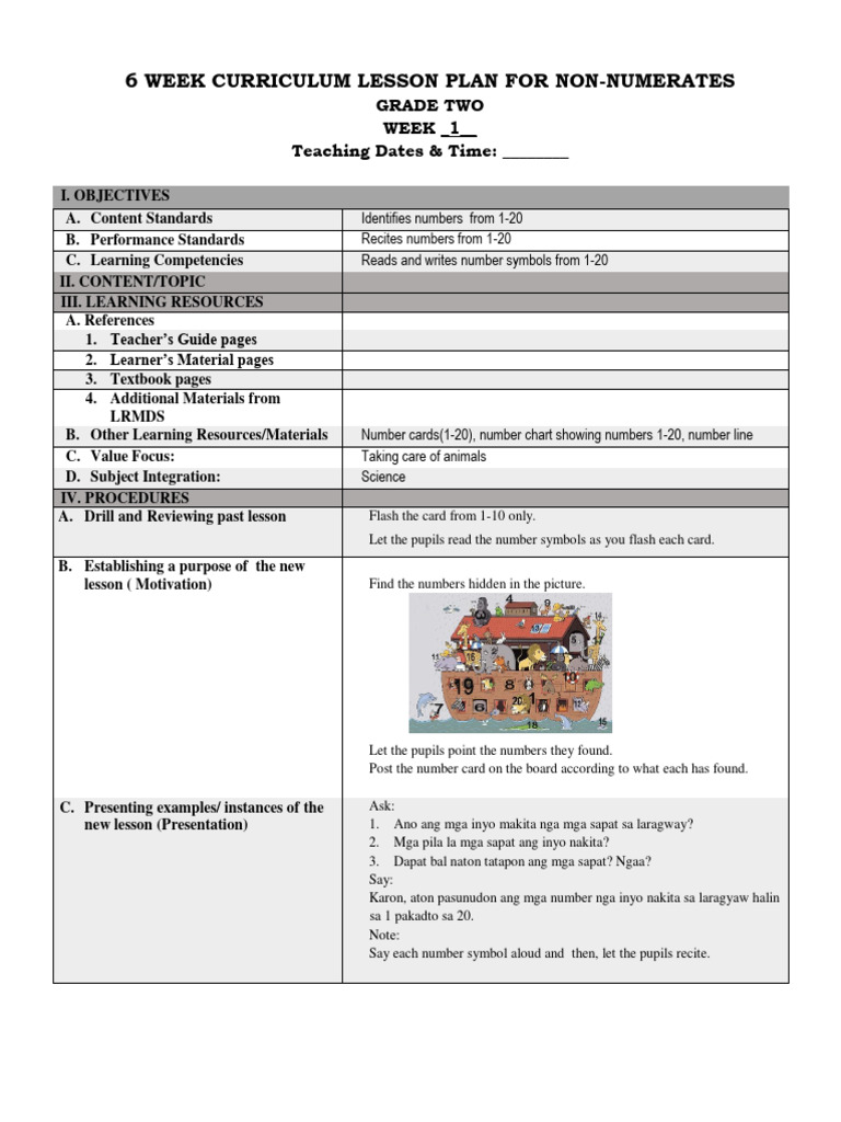 Grade 2 - Week 1 - 6-Week-Curriculum-Lesson-Plan | PDF | Lesson Plan ...