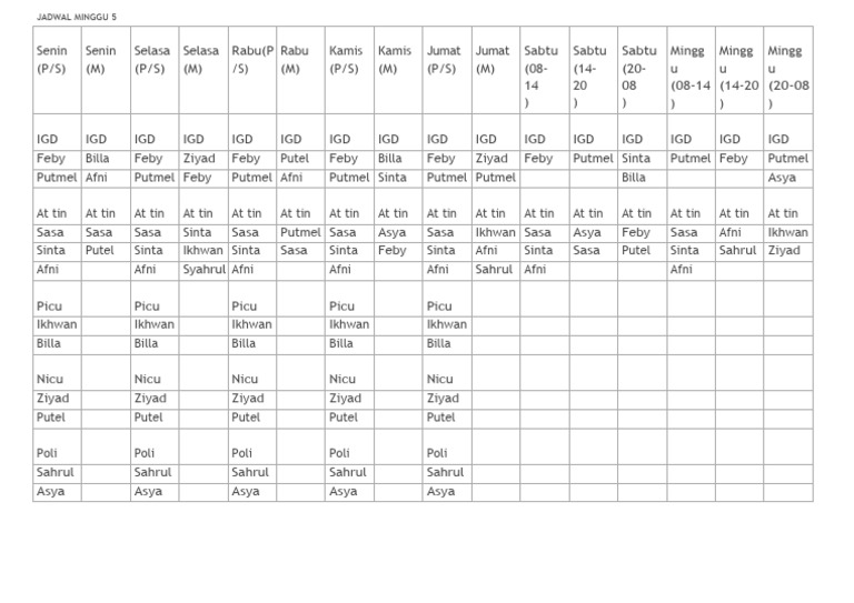 Jadwal Minggu 5 | PDF