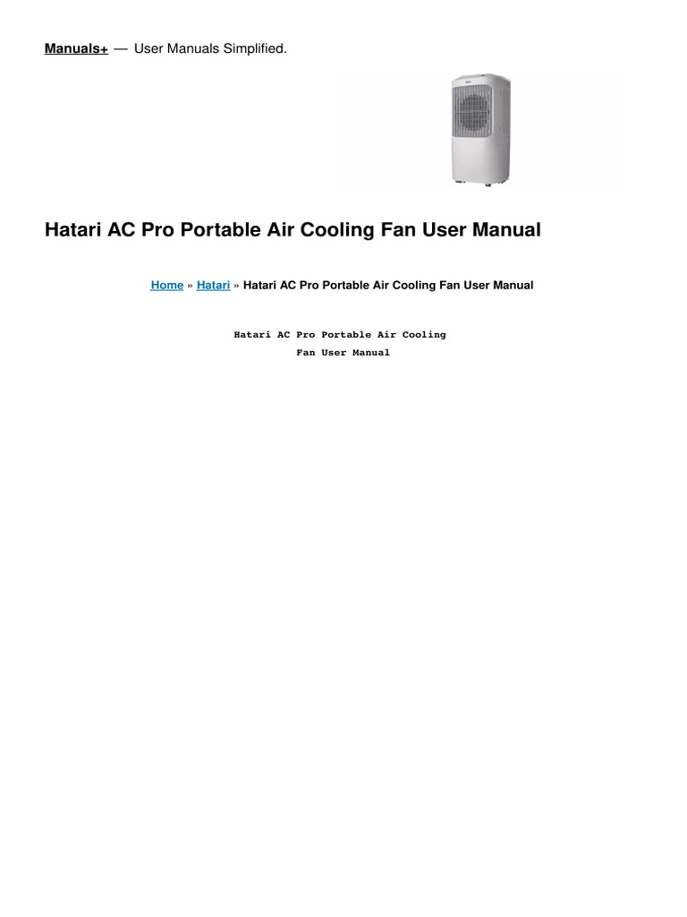 Hatari AC Pro Fan User Manual | PDF | Switch | Water