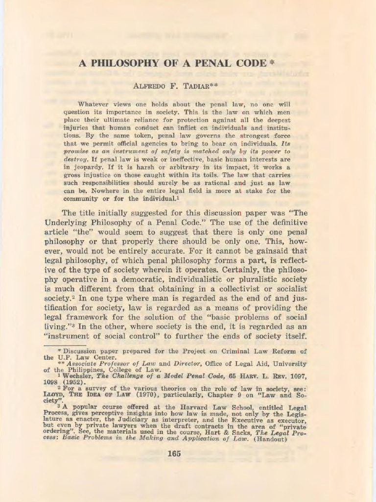 A Philosophy of A Penal Code | PDF | Juvenile Delinquency | Punishments