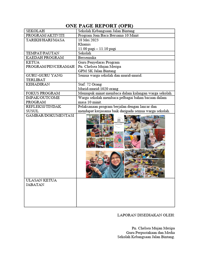 Opr Program Jom Baca 10 Minit 2022 | PDF