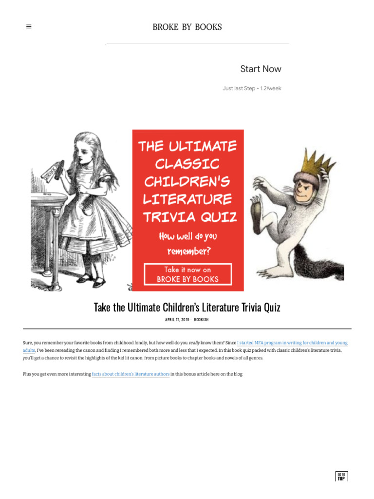 Children's Literature Trivia Quiz | PDF