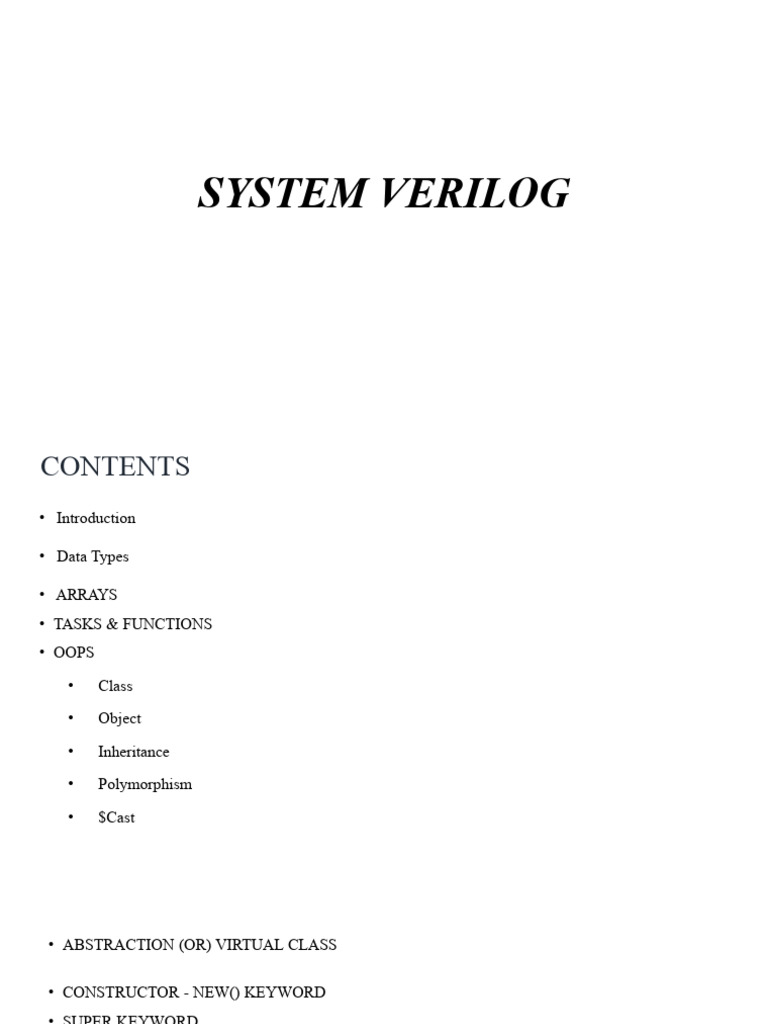 System Verilog Classes | PDF | Class (Computer Programming ... System Verilog Classes | PDF | Class (Computer Programming ...