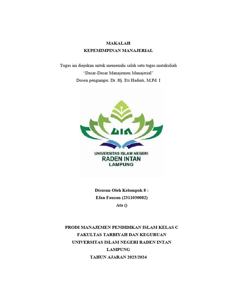 Makalah Kepemimpinan Manajerial | PDF | Bisnis | Pengembangan Diri