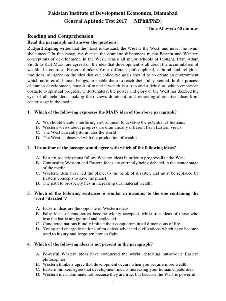 PHD Mphil Sample Test Paper | PDF