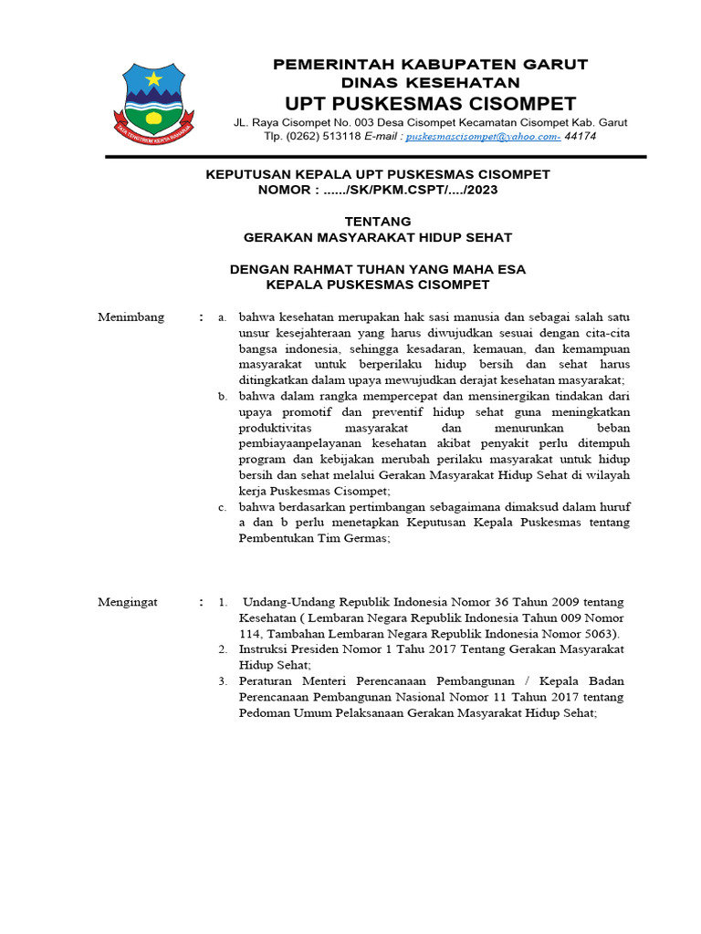 SK 2023 Gerakan Masyarakat Hidup Sehat | PDF