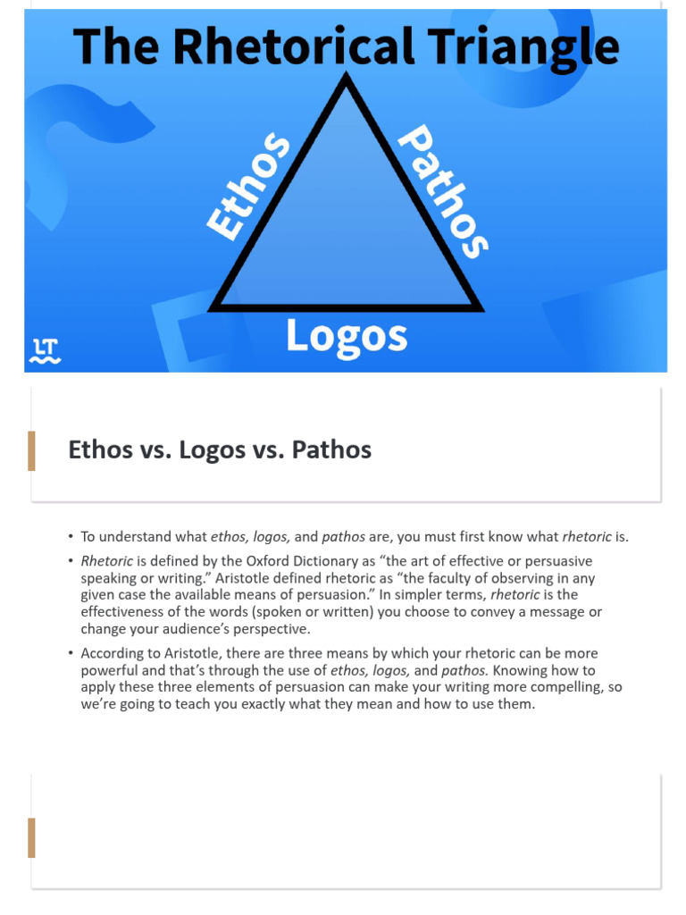 Rethorical Triangle - Persuasion | PDF | Public Speaking | Rhetoric