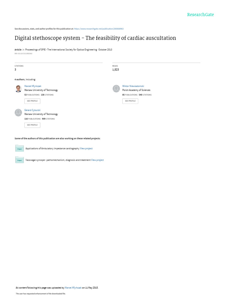 Digital Stethoscope System - The Feasibility of Cardiac Auscultation | PDF | Computer Science ...