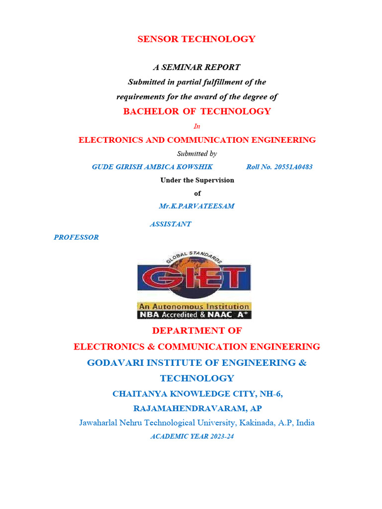 Seminar Documentation | PDF | Sensor | Thermometer