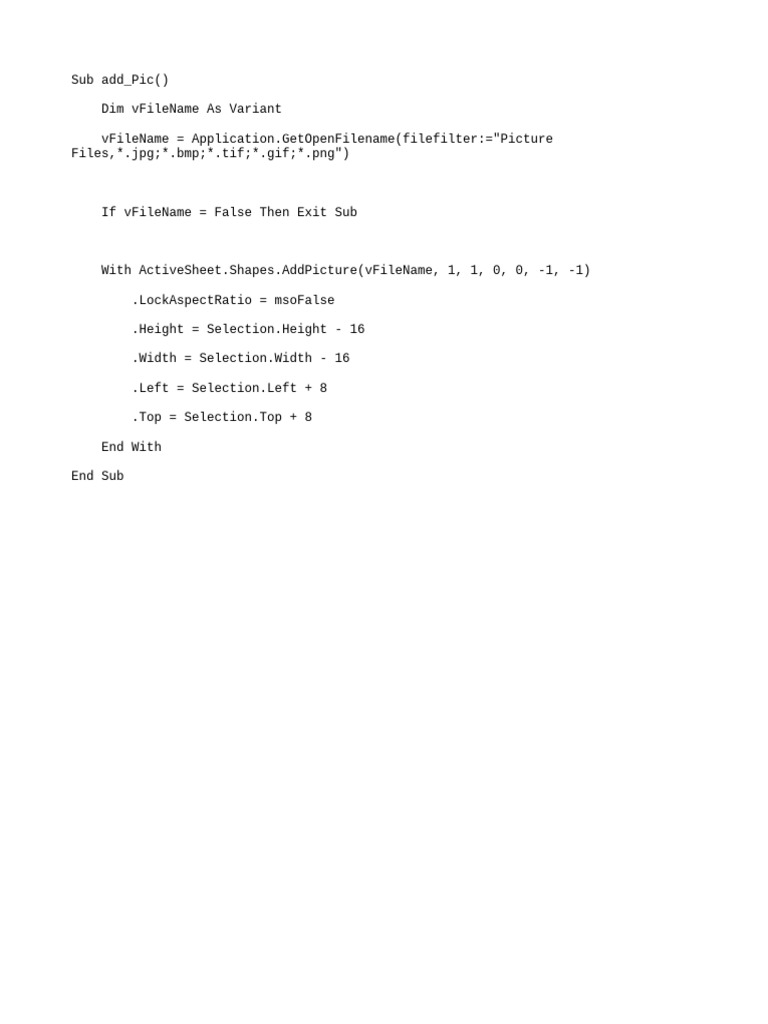 ★사진삽입 매크로 코드 | PDF
