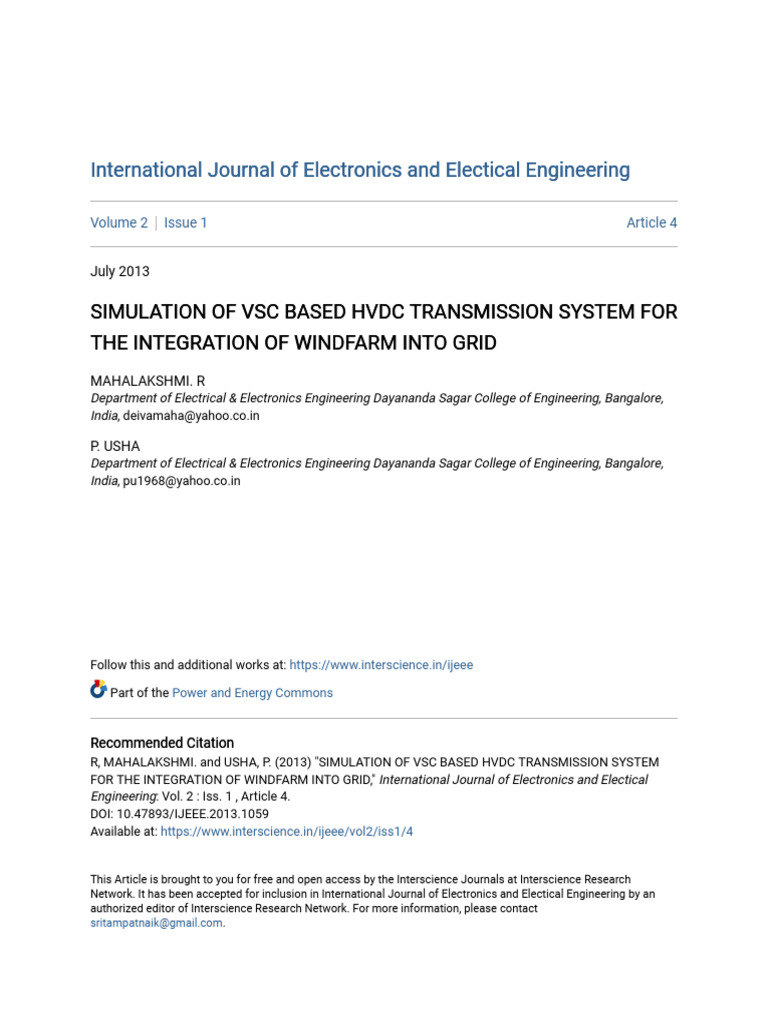 VSC HVDC for Windfarm Integration | PDF | Power Inverter | High Voltage ...