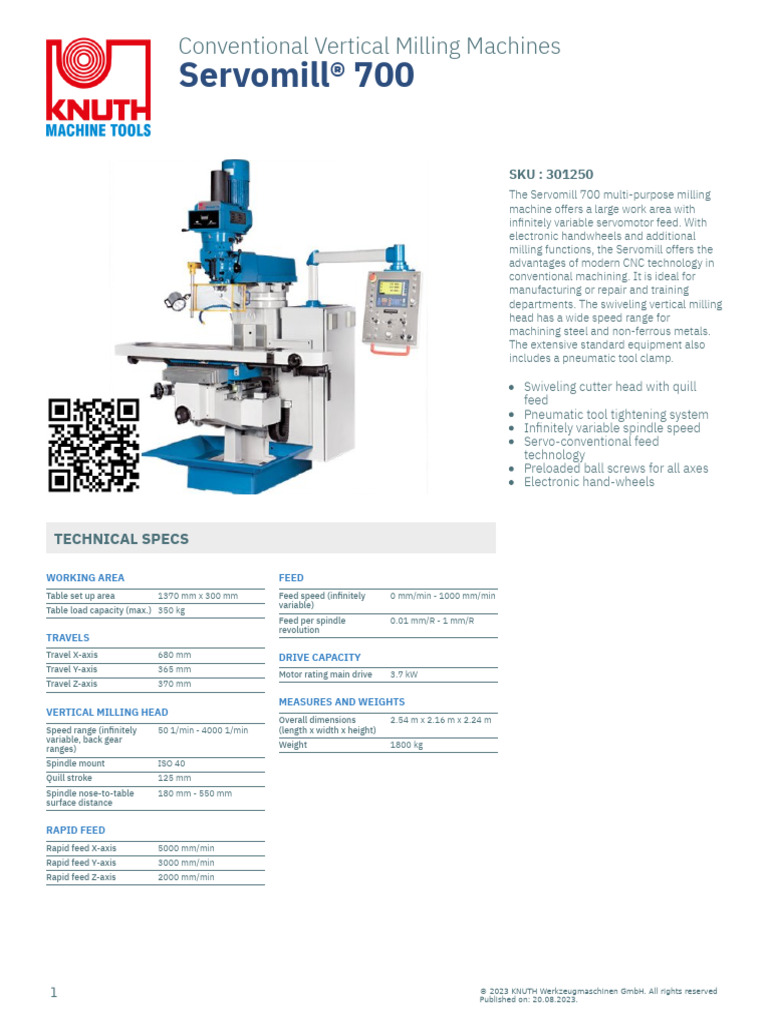 Servomill® 700 Datasheet | PDF | Numerical Control | Mechanical Engineering