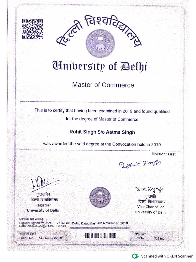 Mcom Degree Self Attested | PDF