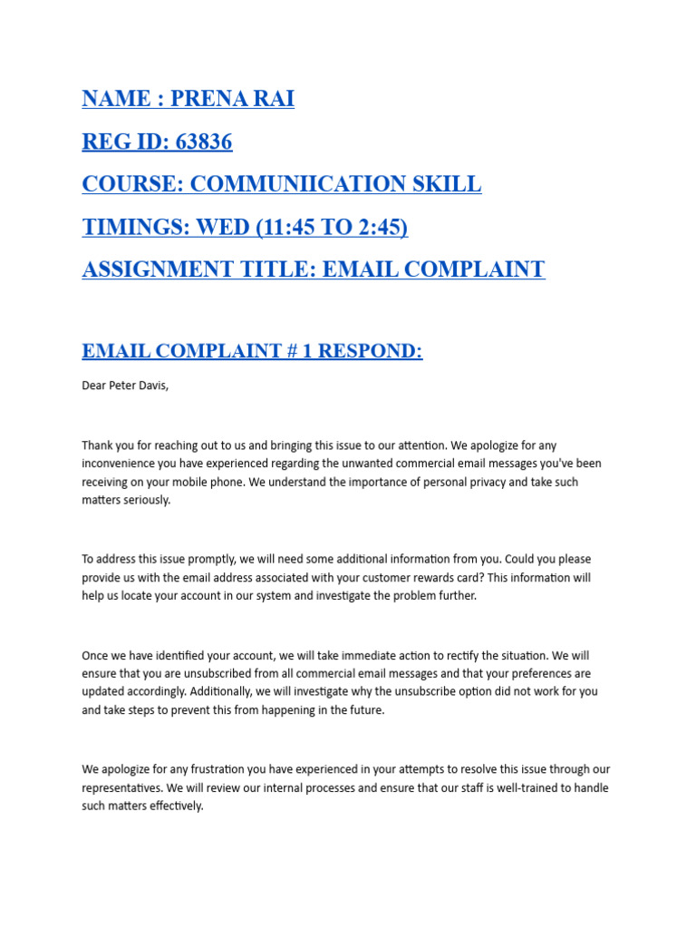 Communication Skill Assignment | PDF | Communication | Business