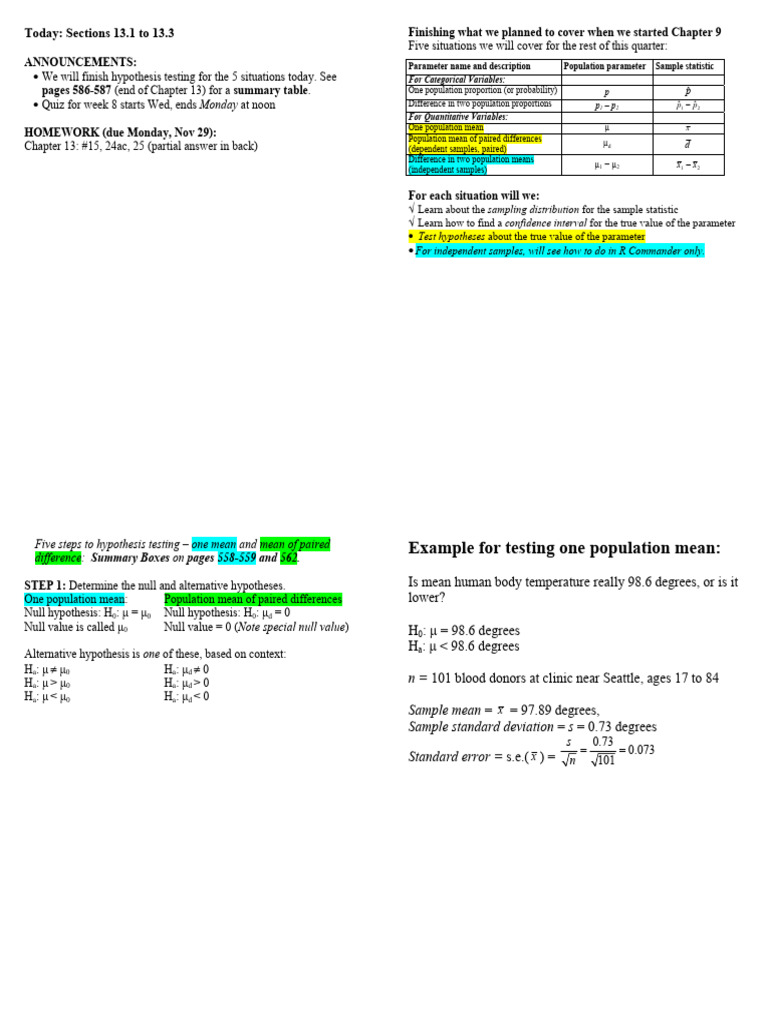 Lecture 26 Compact | PDF | P Value | Null Hypothesis Lecture 26 Compact | PDF | P Value | Null Hypothesis