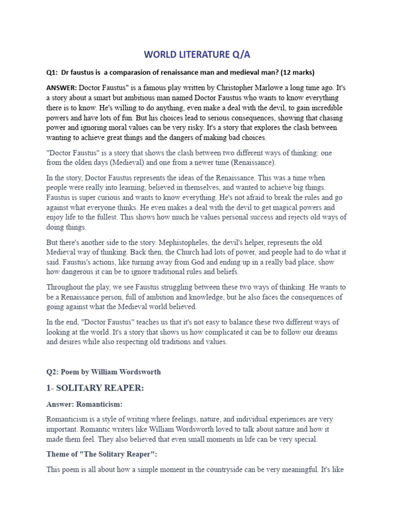 World Literature Notes | PDF | Age Of Enlightenment | Reason