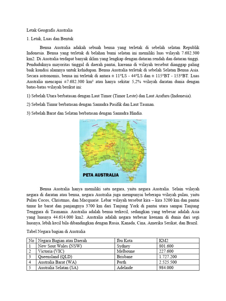Letak Geografis Australia | PDF