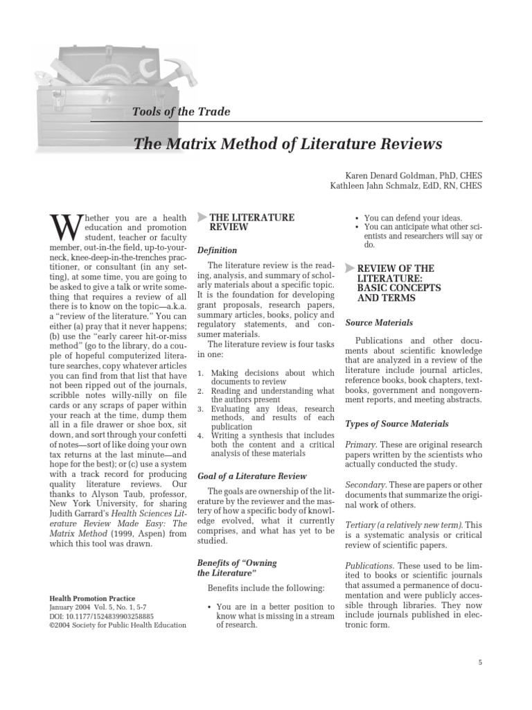 The Matrix Method of Literature Review | PDF | Peer Review | Abstract ...
