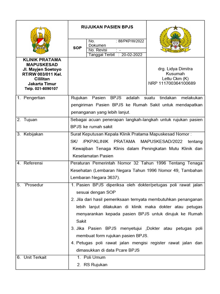 EP. 1 Sop Rujukan Bpjs | PDF