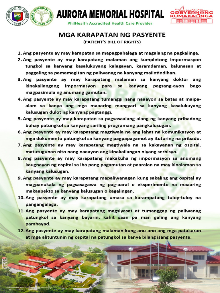 Mga Karapatan NG PASYENTE | PDF