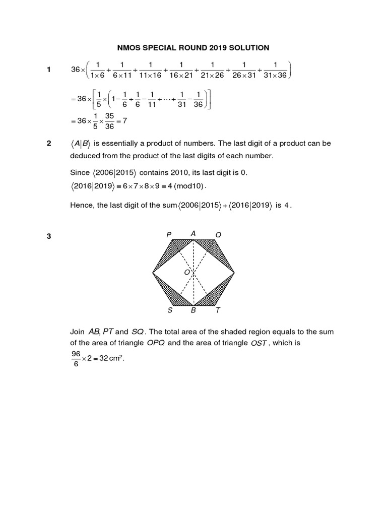 NMOS 2019 Special Round Solution | PDF | Area | Triangle