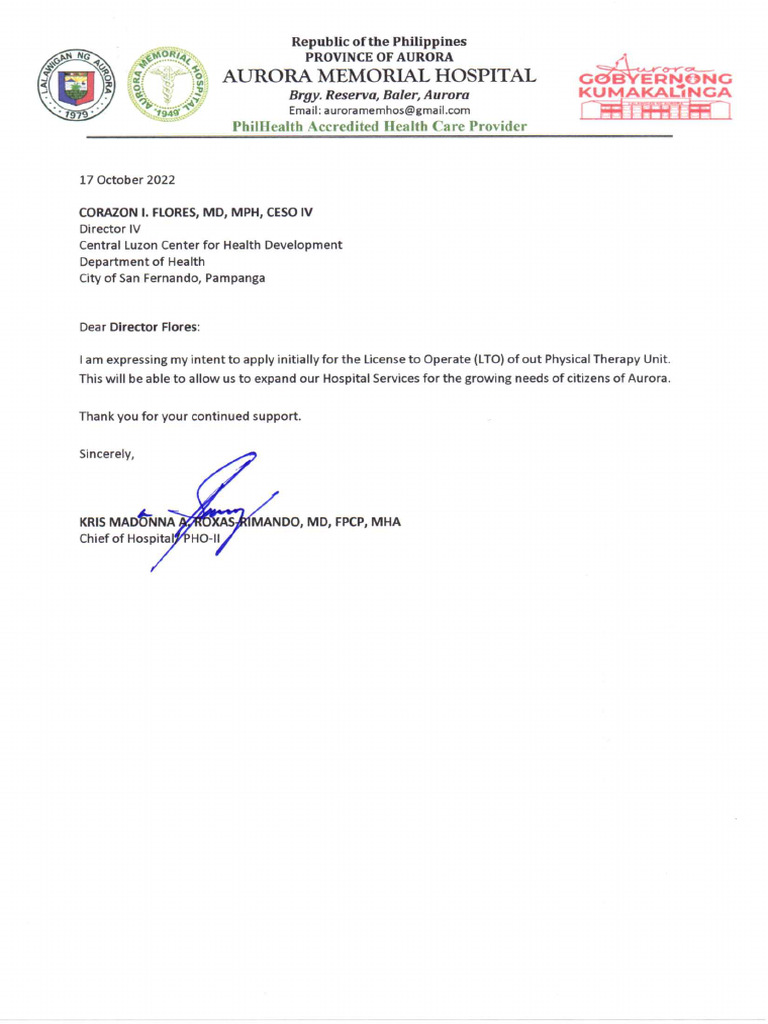 Letter of Intent Rehabilitation | PDF