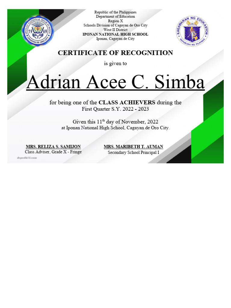 Achievers Certificate Template | PDF