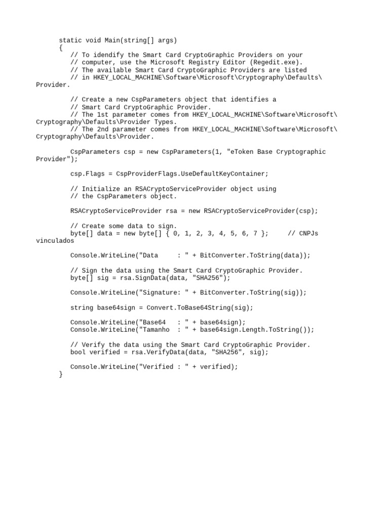 Codigo Exemplo Assinador Certificado Tipo A3 | PDF